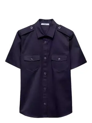 Prada Flapped-pocket Short-sleeve Shirt - Blue