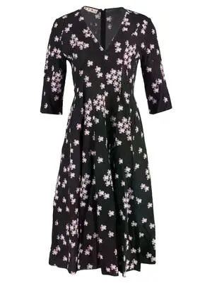 Marni Floral-print V-neck Dress - Black