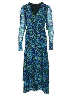 GANNI Floral-print Midi Dress - Blue