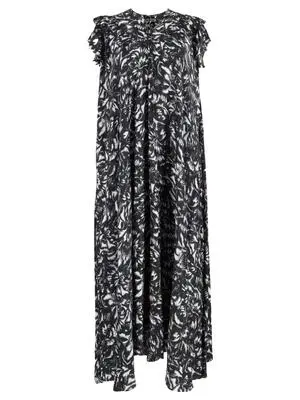 Balenciaga Floral-print Midi Dress - Black