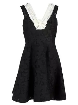 Sandro Rhythm Pleated Embroidered Mesh Dress - Black