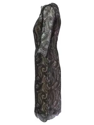 Erdem Paisley Lace Shift Midi Dress - Black