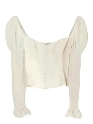 REFORMATION Shirred Long-Sleeves Blouse