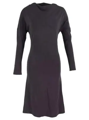 Max Mara Boat-neck Long-sleeve Midi Dress - Black