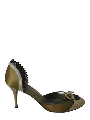 Bottega Veneta Snakeskin-embossed Flower Pumps - Brown