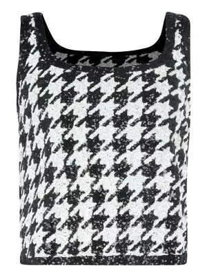 Ralph Lauren Sequined Houndstooth Tank Top - Black