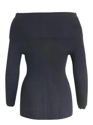 Michael Kors Off-shoulder Long-sleeve Ribbed Top - Black
