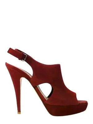 Miu Miu Platform Stiletto Slingback Sandals - Red