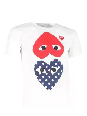 Comme Des Garçons Heart-print Polka-dot T-shirt - White