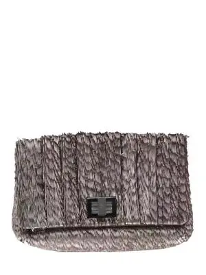 ANYA HINDMARCH Fringed-detail Leather Clutch - Grey