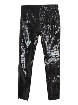 Saint Laurent Button Straight Trousers - Black