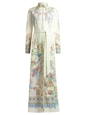 Etro Floral-print Shirt Dress - Neutrals