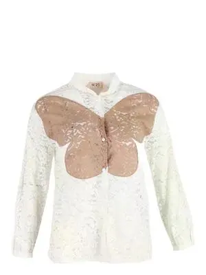 N°21 Long-sleeve Lace Shirt - White