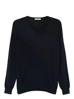 KANGRA V-neck Long-sleeve Sweater - Blue
