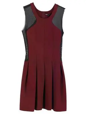 Maje Mesh-insert Pleated Dress - Red