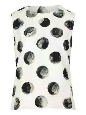 Dolce & Gabbana Painted Polka Dot Sleeveless Top - White