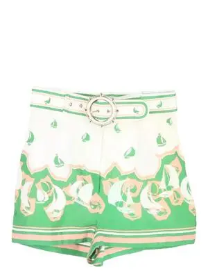 Zimmermann Printed Belted Shorts - White