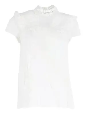 Sandro Mock-neck Ruffle Blouse - White