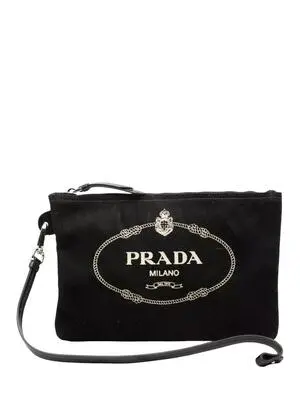 PRADA Prada Canvas Canapa Logo Pouch