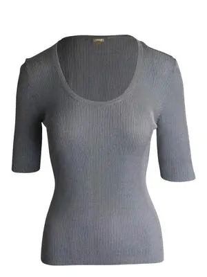 Michael Kors Ribbed Knit Top - Grey