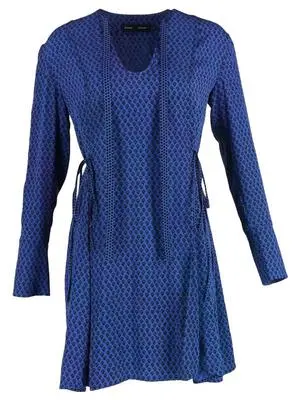 Proenza Schouler Printed Tie Neck Mini Dress - Blue