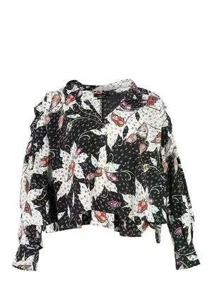 ISABEL MARANT VINTAGE Ricky Ruffled Printed Blouse - Black