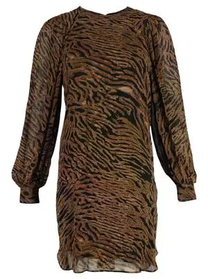 GANNI Tiger-print Mini Dress - Brown