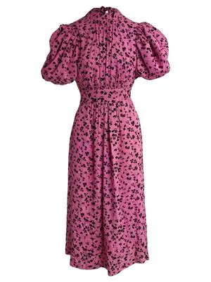 Remain Birger Christensen Puffed-sleeve Midi Dress - Pink