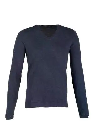 Dolce & Gabbana V-neck Cotton Sweater - Blue