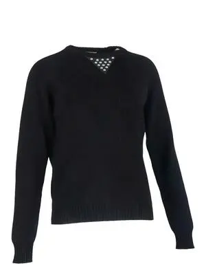 SAINT LAURENT Stud-Embellished Mock-Neck Sweater