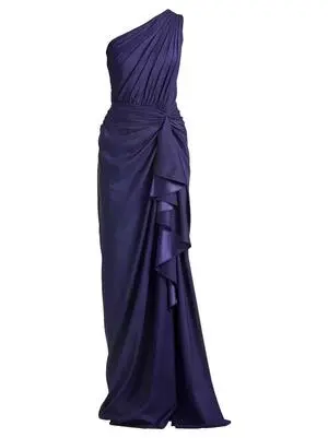 Tadashi Shoji One-shoulder Ruffled Maxi Dress - Purple