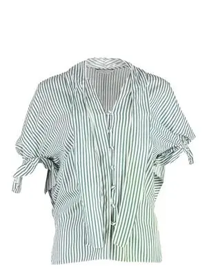 JW Anderson Striped Tie-neck Top - White