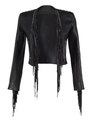 BALMAIN Fringe Cropped Leather Jacket