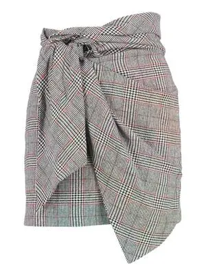ISABEL MARANT VINTAGE Checked Mini Skirt With Knot Detailing - Grey