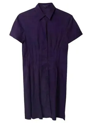Theory Pleated Linen Mini Dress - Purple