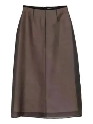 Agnona Sheer Midi Skirt - Brown