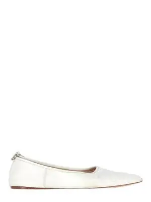 Miu Miu Embellished-strap Pointed-toe Ballet Flats - White