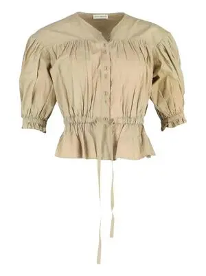 Ulla Johnson Gathered Puff-sleeves Blouse - Neutrals