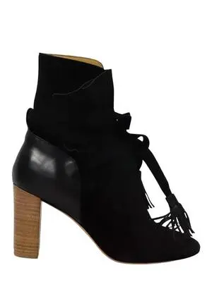 Ba&sh Block Heel Tassel Ankle Boots - Black