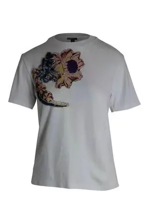 LOUIS VUITTON Flower Embroidered T-shirt - White