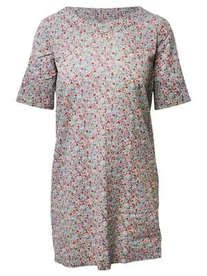 A.p.c. Floral-print Crew Neck Shift Dress - Blue