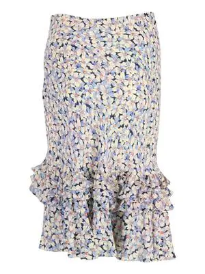 Ralph Lauren Floral Ruffled Midi Skirt - Blue