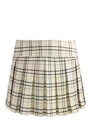Alice + Olivia Box-pleat Plaid Mini Skirt - Neutrals