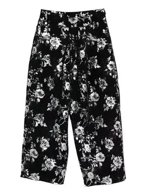 R13 Floral Print Cropped Trousers - Black