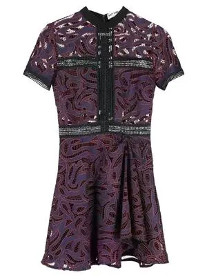 SELF-PORTRAIT Short-sleeve Mini Dress - Purple