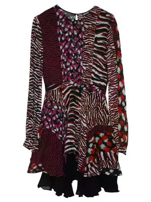 Just Cavalli Animal-print Long-sleeve Dress - Red