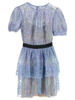 SELF-PORTRAIT Lace Sequined Mini Dress - Blue