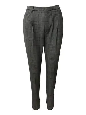 Saint Laurent Checked Slim-leg Trousers - Grey