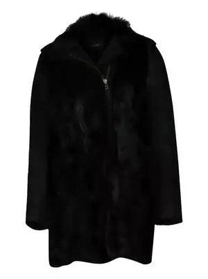 MAJE Goat Fur Zip-Up Coat