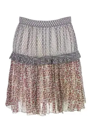Chloé Printed Tiered Mini Skirt - Neutrals